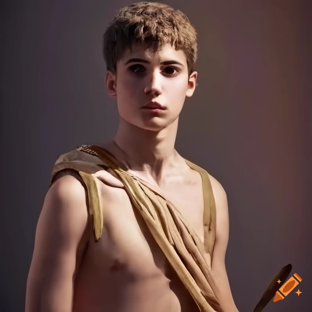 Image of a young man dressed as an ancient Greek athlete on Craiyon