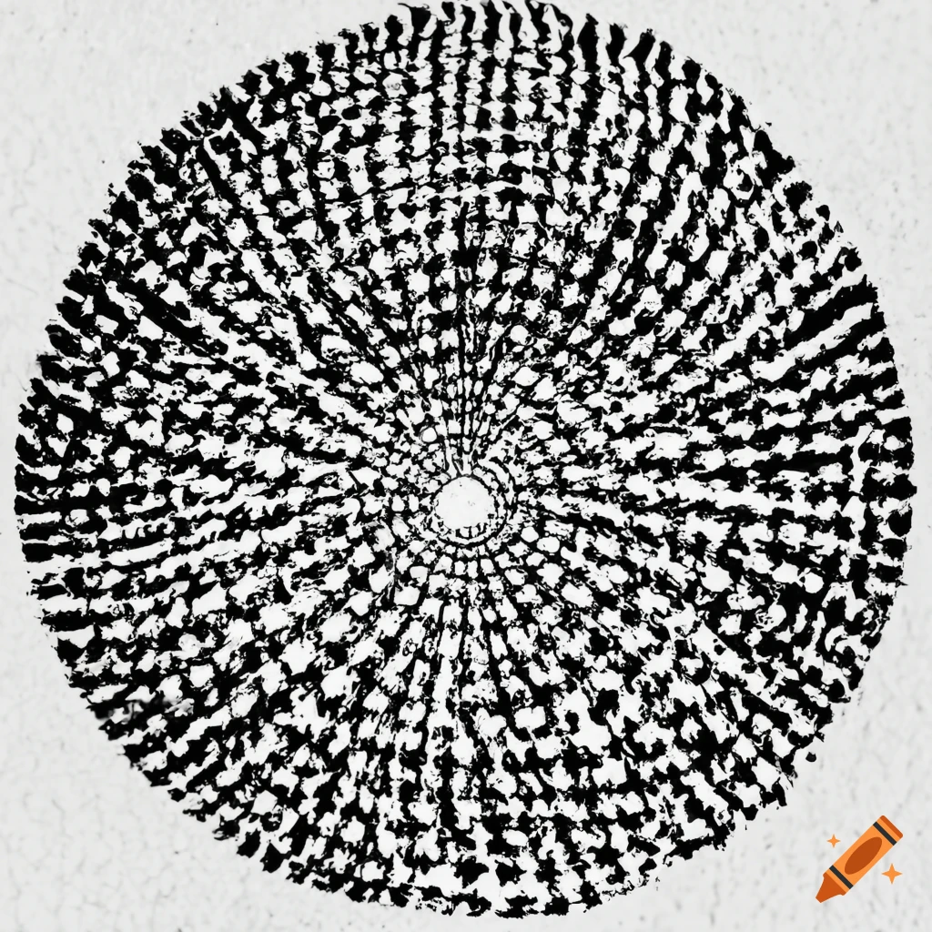 Close-up of a spherical seed with radiating concentric circles of light