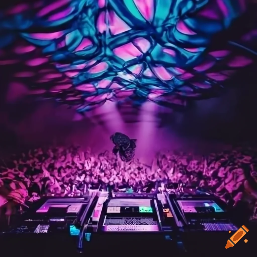 Image of a techno rave party on Craiyon