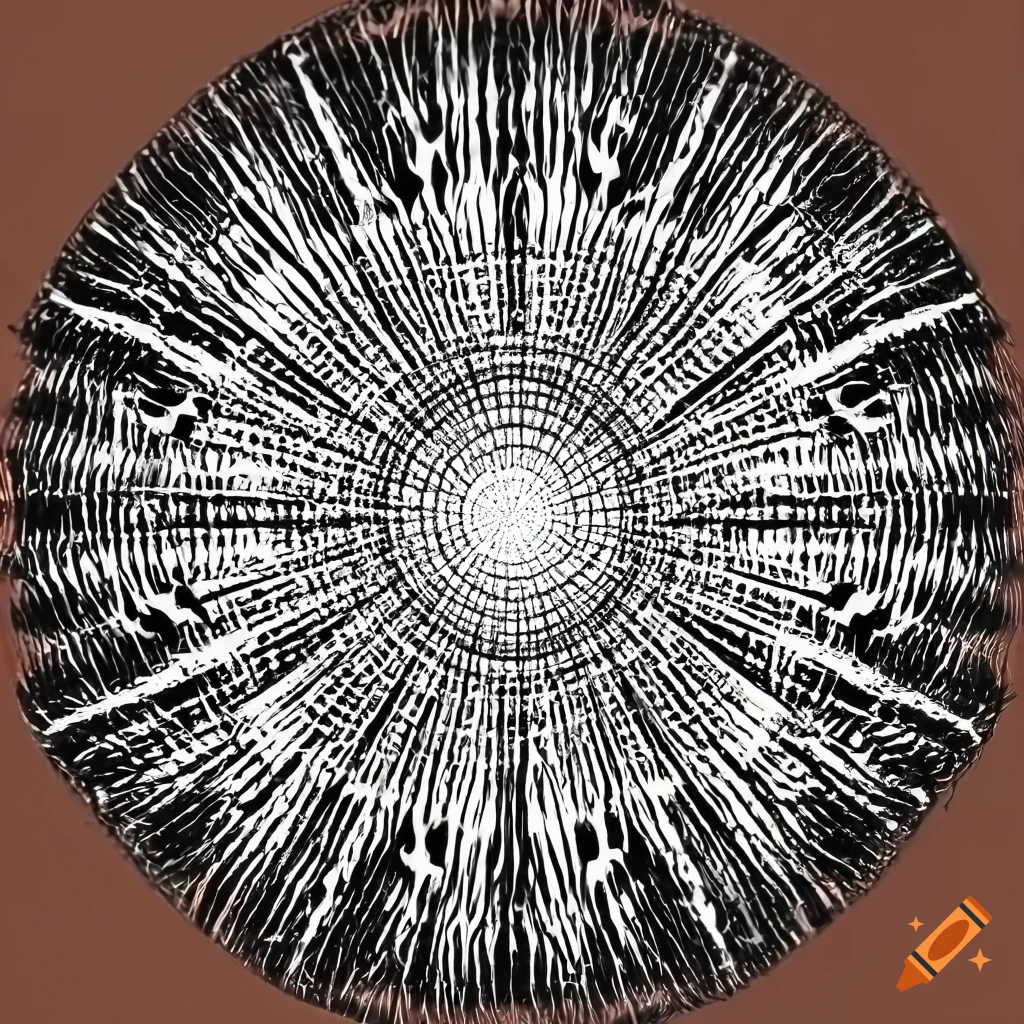 Close-up of a plant seed emitting black concentric circles on orange ...