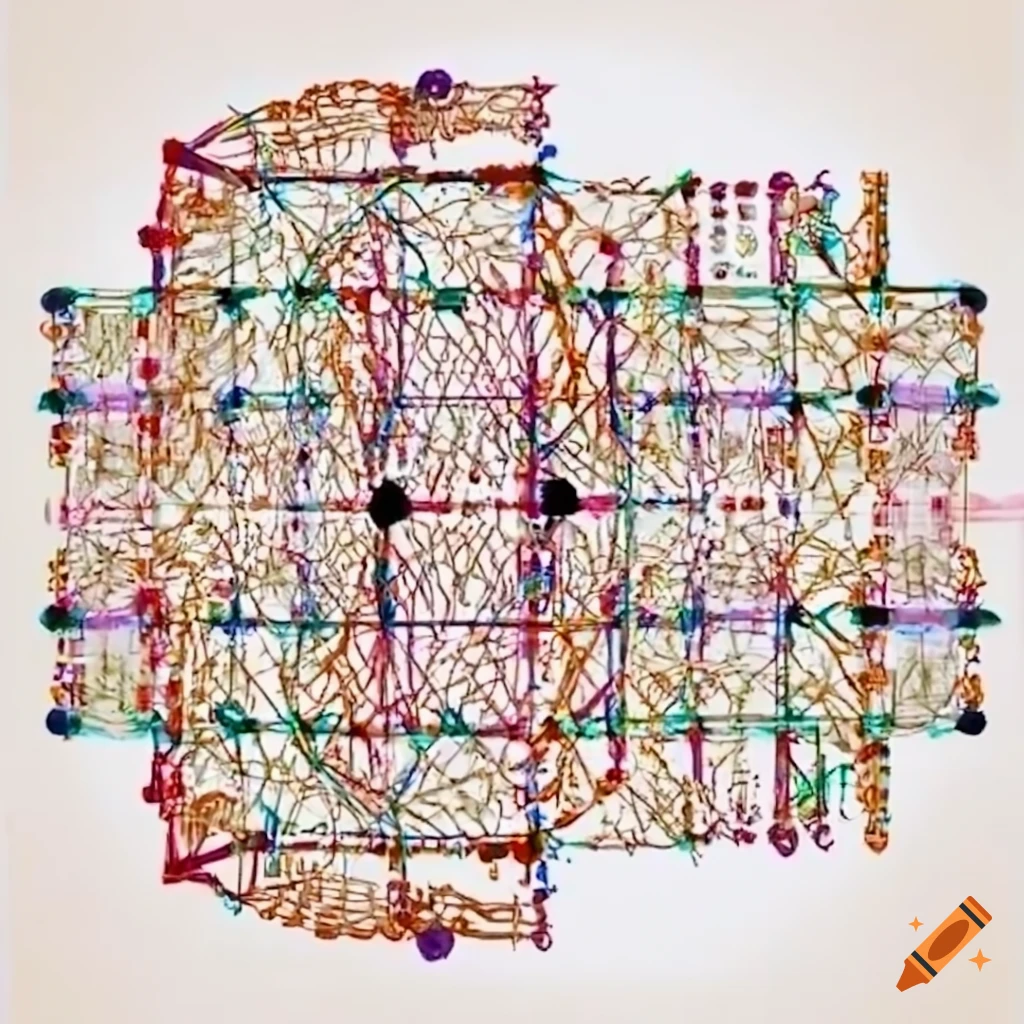 Abstract art of dynamic networks in muted tones on Craiyon