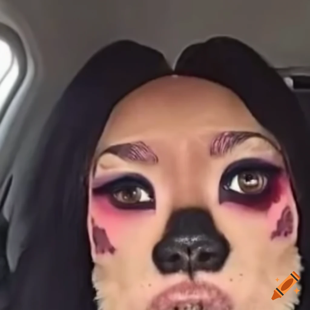 Dog with baddie makeup filter meme on Craiyon