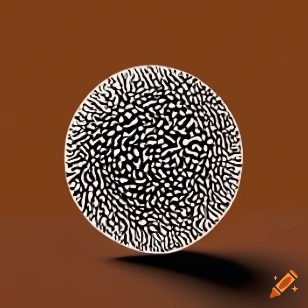 Close-up of a spherical seed with concentric circles on orange ...