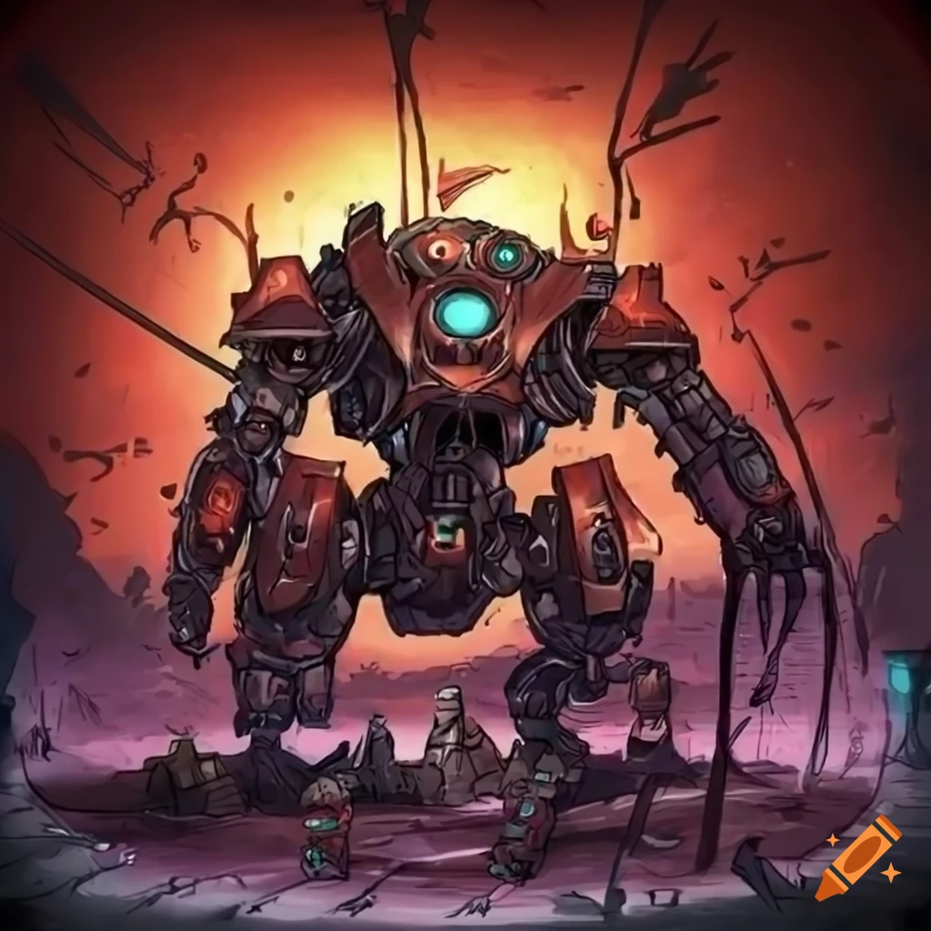 Art for a playing card game featuring a big robot mecha named Rage ...