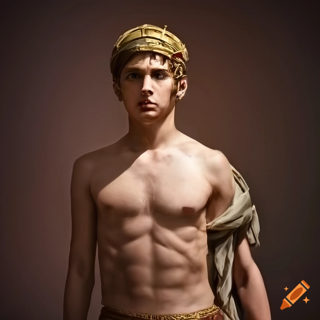 Photo of a young man dressed as a greek athlete on Craiyon