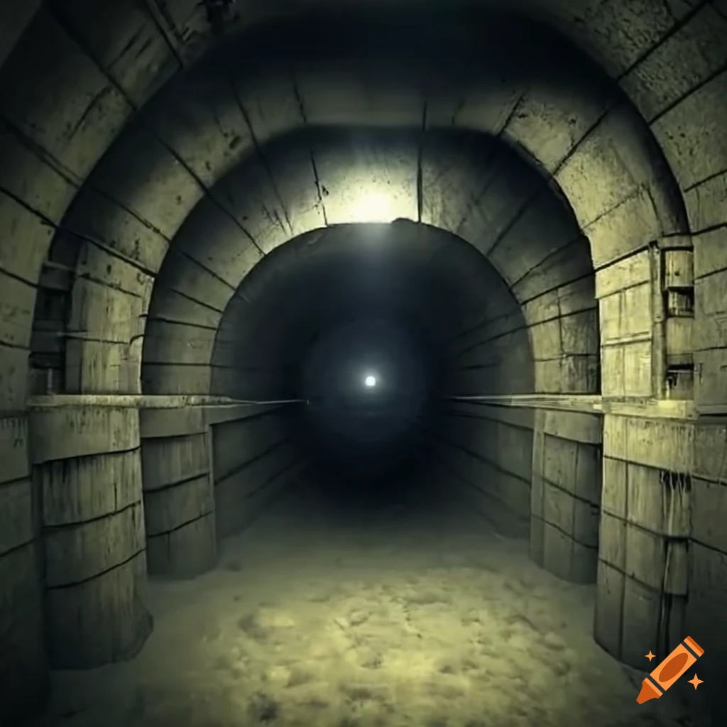 Mysterious military bunker design with ladder into darkness on Craiyon