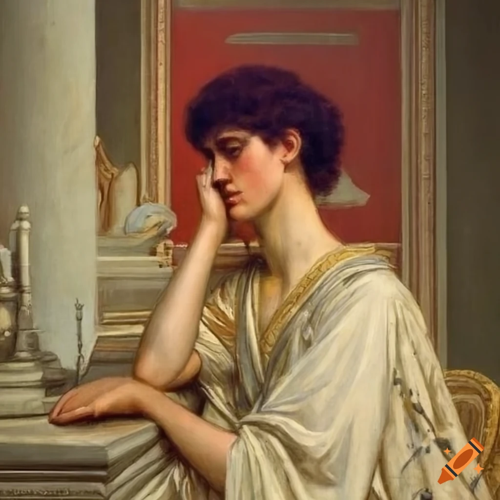 Painting of a man dressed in a Roman tunic on Craiyon