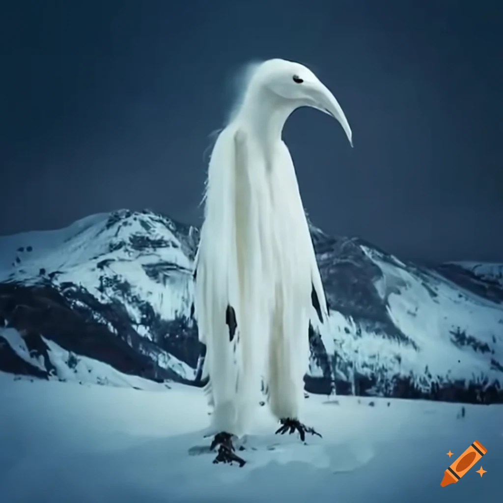 Mysterious creature in a snowy mountain landscape on Craiyon