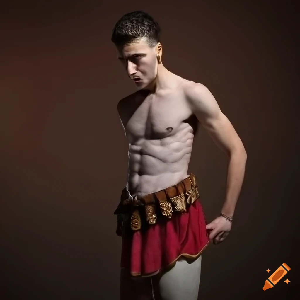 Portrait of a young man dressed as an ancient roman athlete on Craiyon