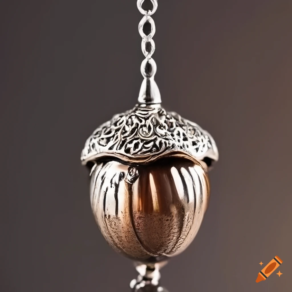 Hanging incense burner in silver acorn design on Craiyon