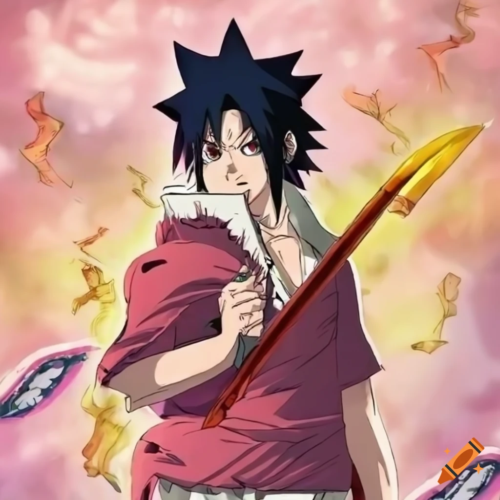 Full body illustration of Sasuke Uchiha in anime style on Craiyon