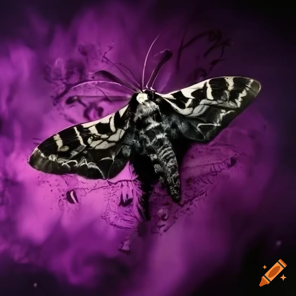 Artistic black and white death moth with star and flames on Craiyon
