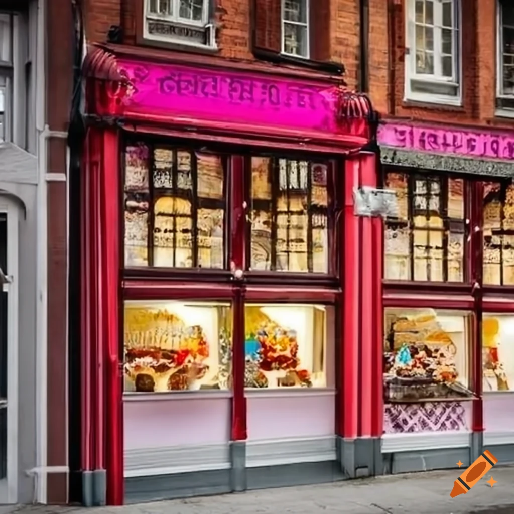 Elegant facade of an ice cream shop on Craiyon
