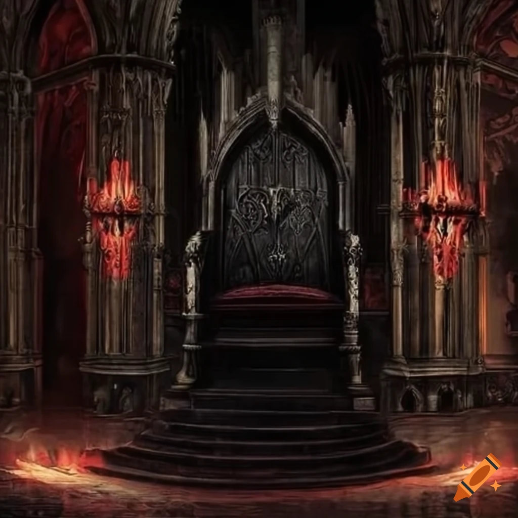 Inside a gothic castle throne room on Craiyon