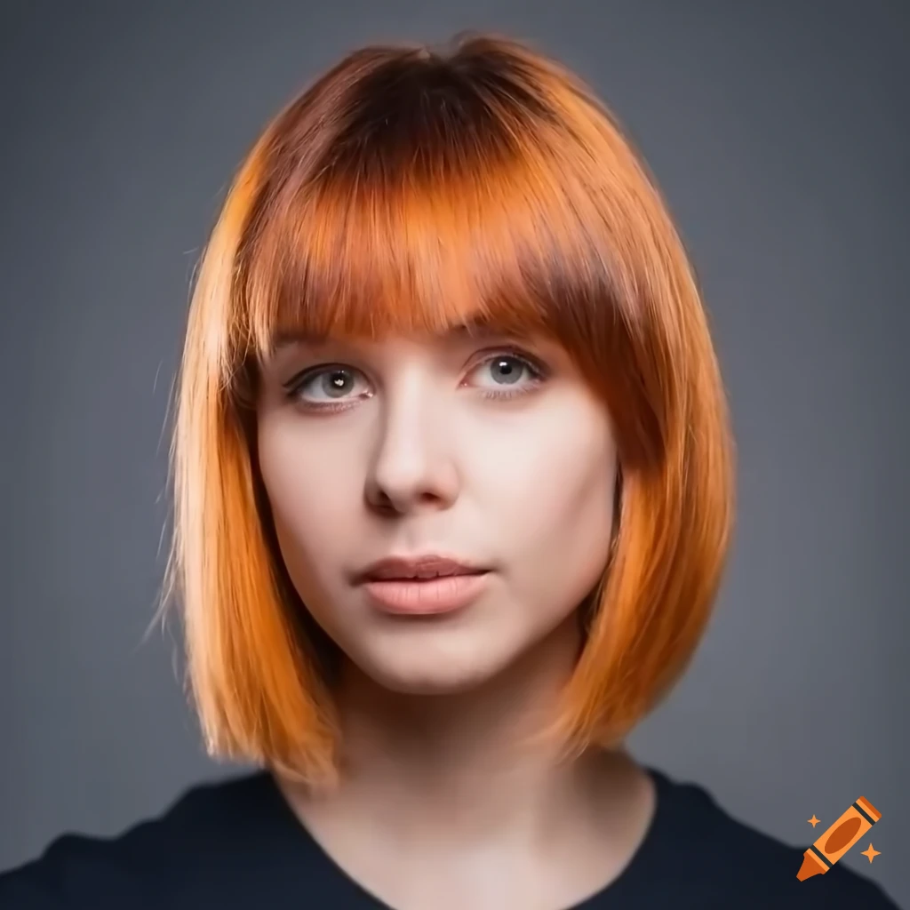 Portrait of a female college student with orange bob hair