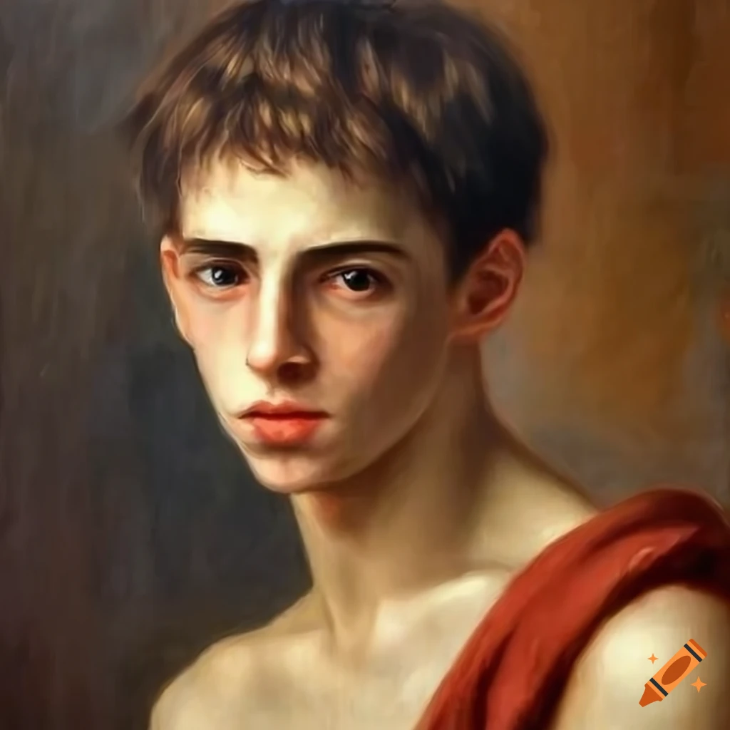 Oil painting of a confident and mighty male god on Craiyon