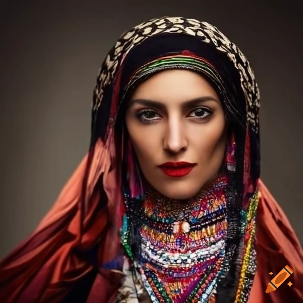 Portrait of a stylish Iranian tribal woman on Craiyon
