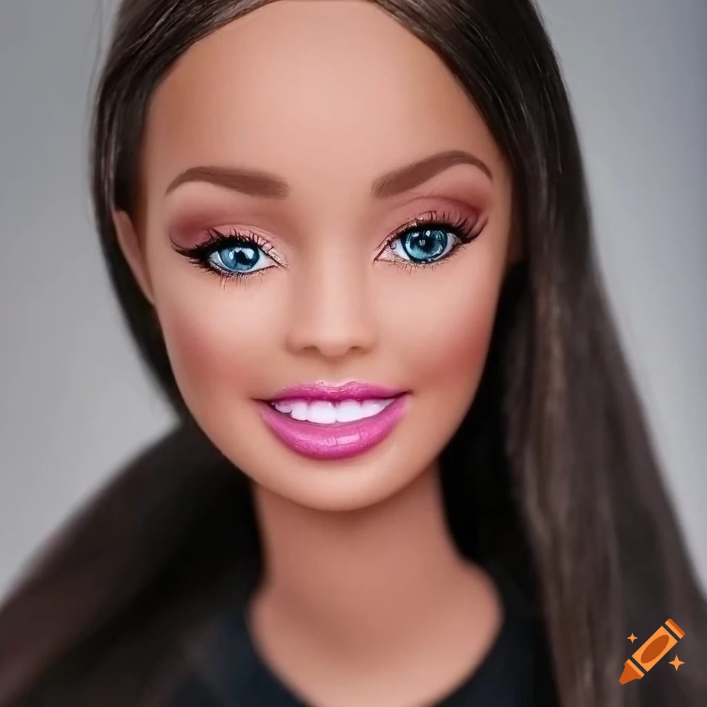 Realistic Barbie portrait with natural features on Craiyon