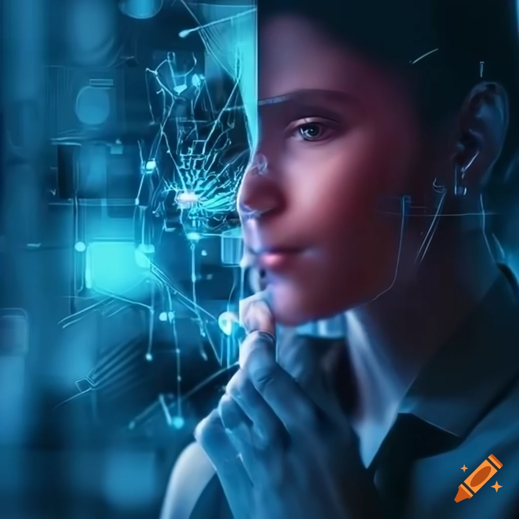 Smart DS people with electronic devices and AI on Craiyon