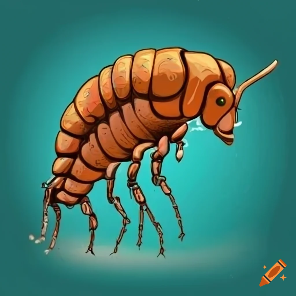 Cartoon flea illustration on Craiyon