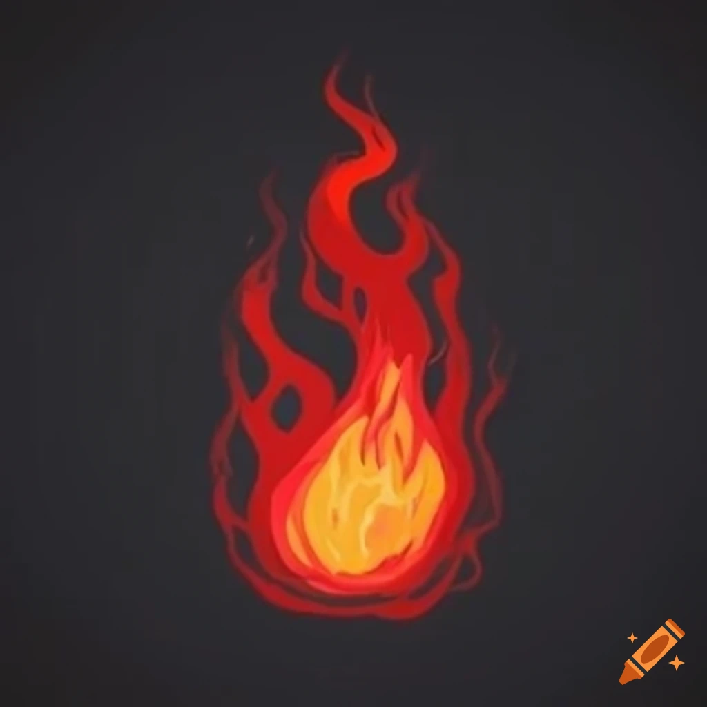 Anime-style red flame art on dark background on Craiyon
