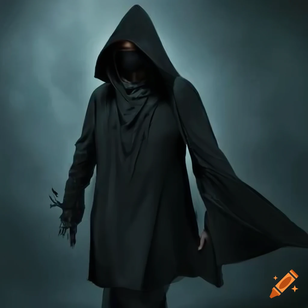 Man in black cloak and hat with sunglasses on Craiyon