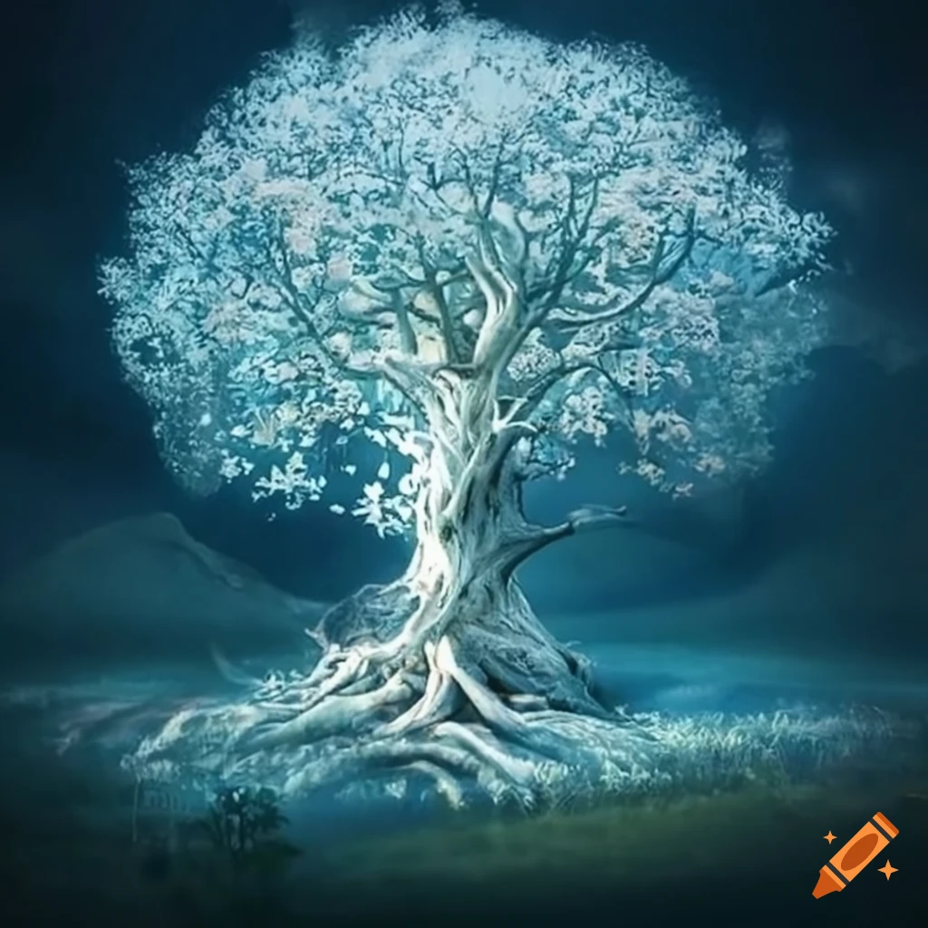 Image of a white magical tree of life on Craiyon