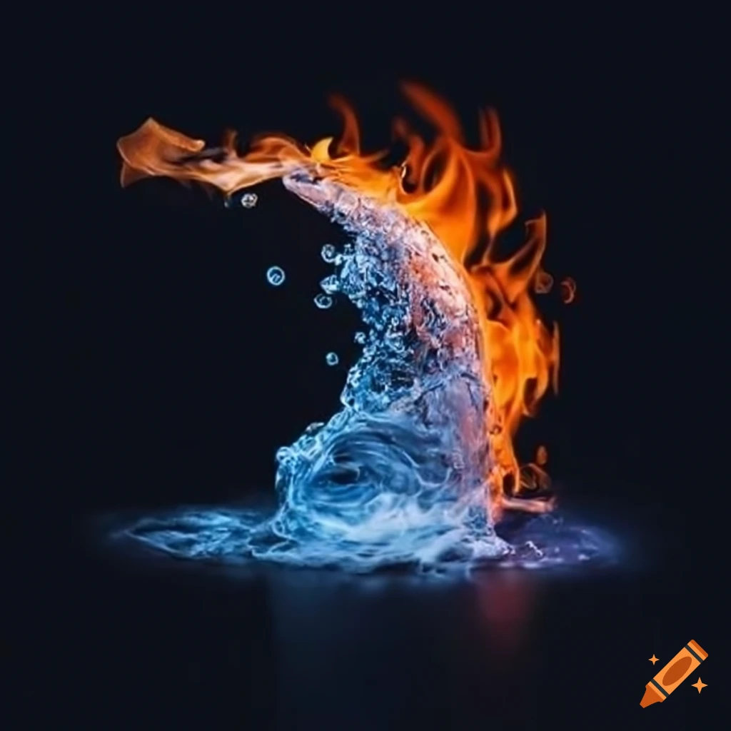 Water created fire art on Craiyon