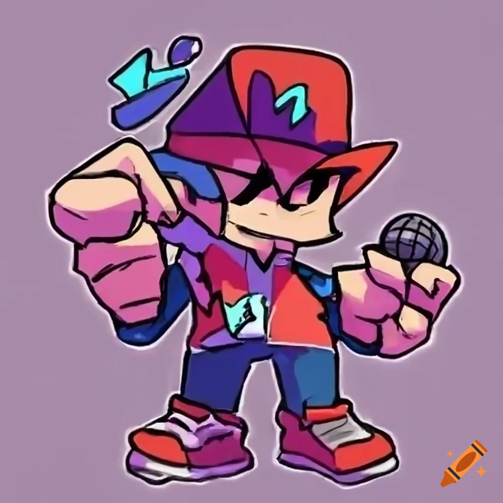 Fnf boyfriend character with a hat on Craiyon