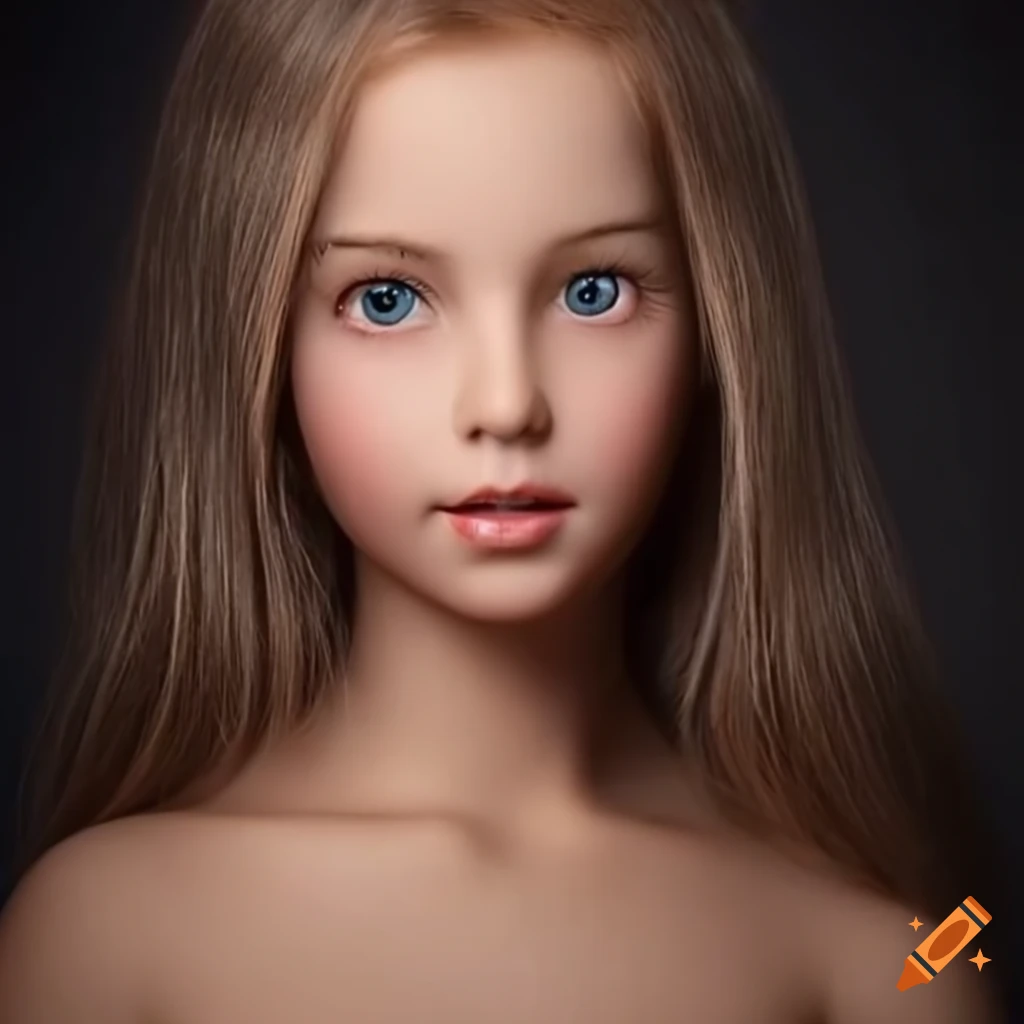 Detailed portrait of a beautiful woman morphing into a doll