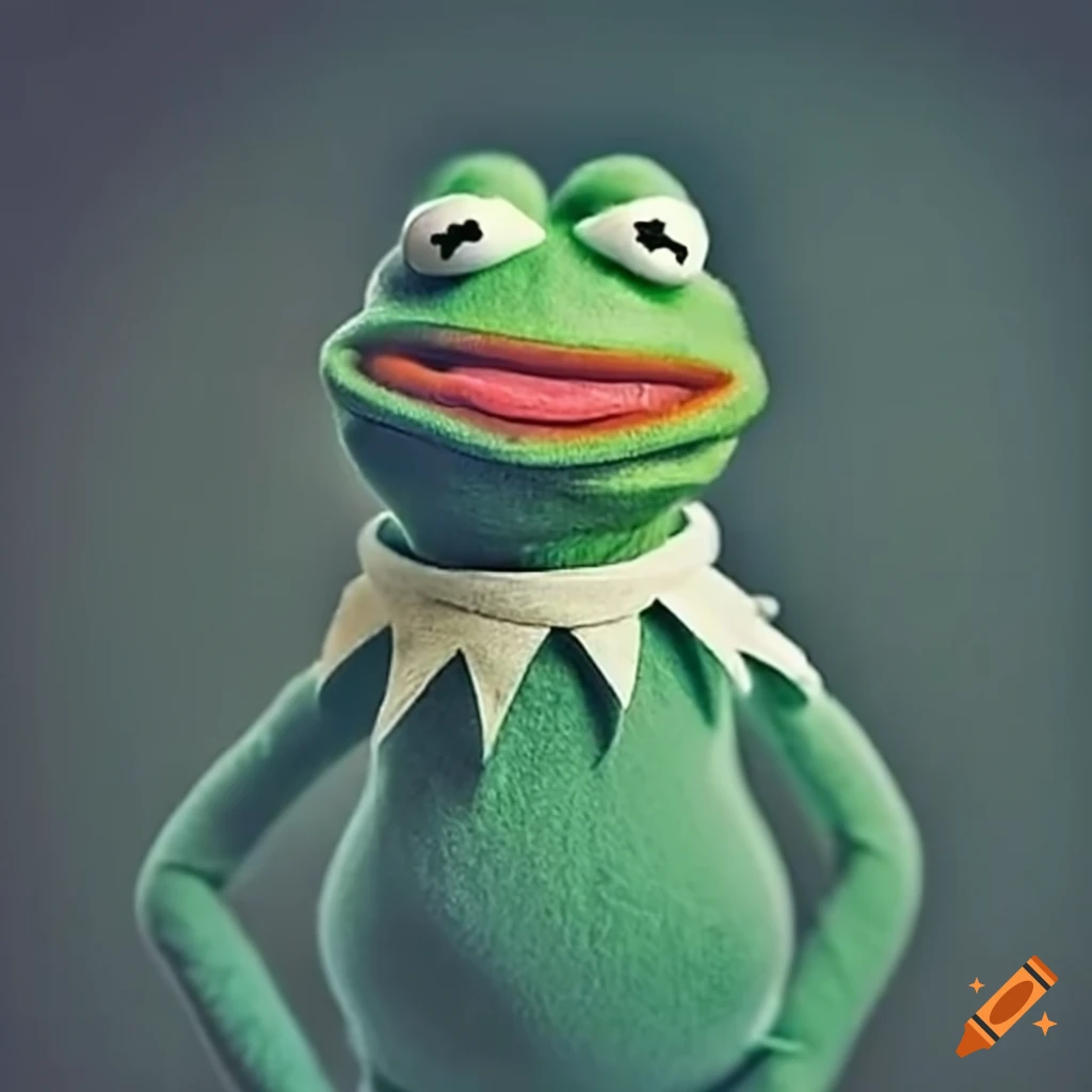 Realistic depiction of Pepe Kermit the Frog on Craiyon