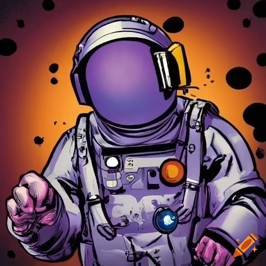 Comic strip with musician astronauts on Craiyon