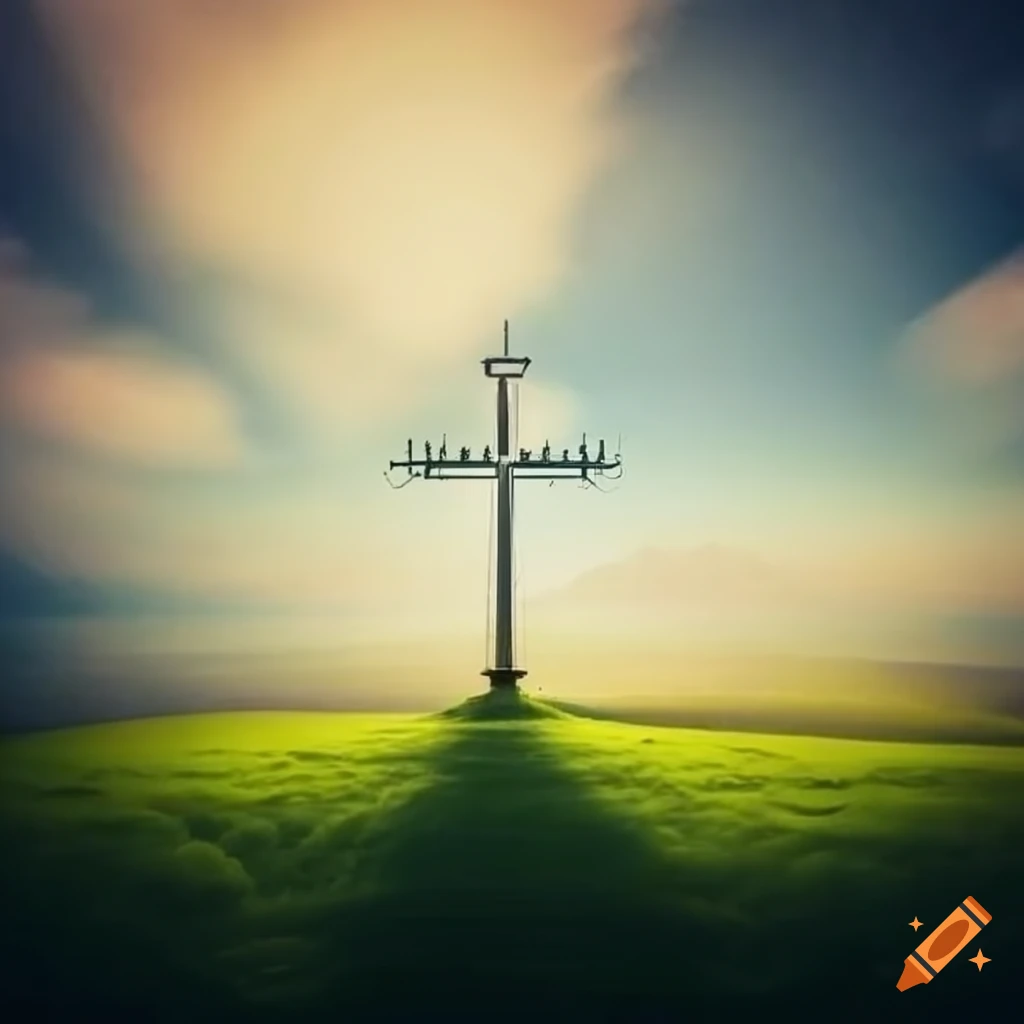 Beautiful scenery with a cross on Craiyon