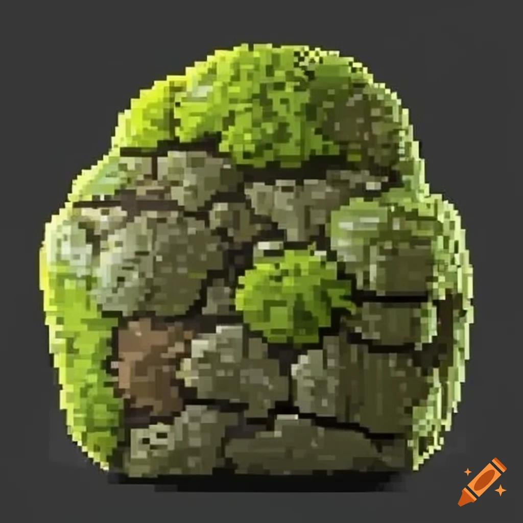 Mossy pixel art rock on Craiyon