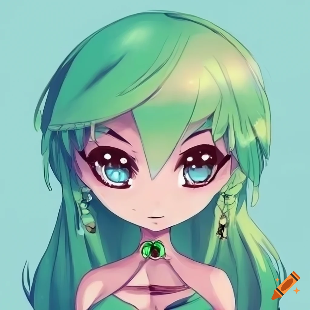 Chibi anime alien girl illustration