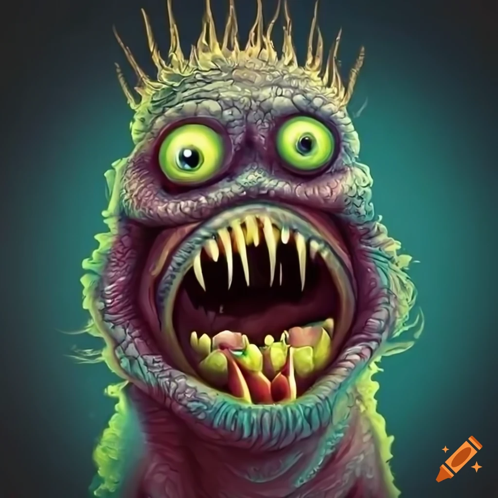 Funny monster illustration with insane detail on Craiyon