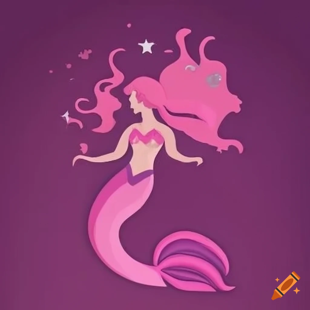 Simplistic pink mermaid logo on Craiyon