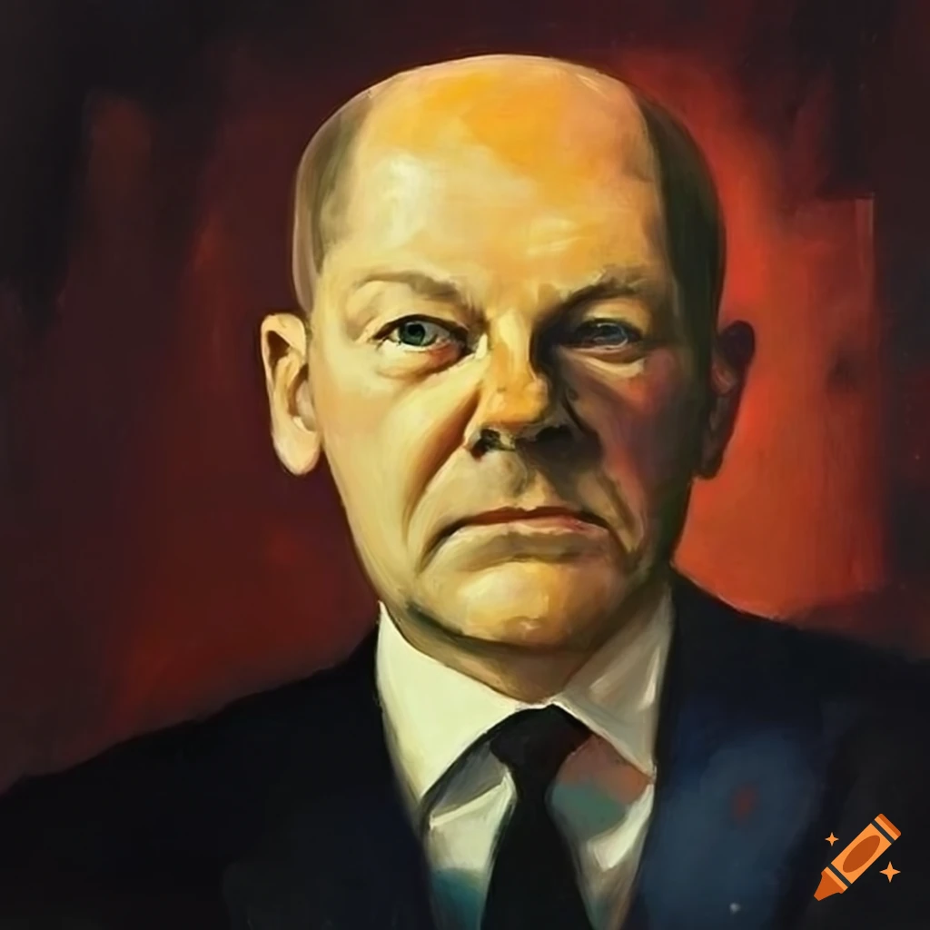 Portrait painting of olaf scholz by otto dix on Craiyon