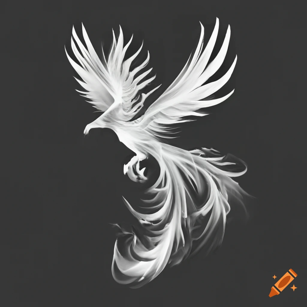 Silver phoenix-shaped fire on Craiyon