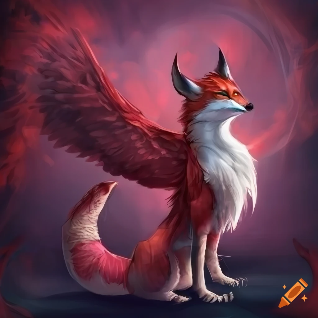 Digital art of a fox with wings on Craiyon