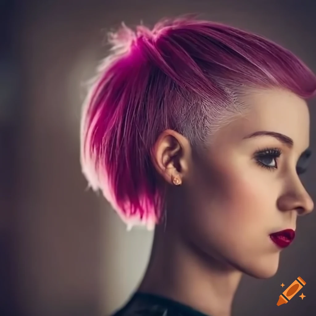 Woman with side shave haircut on Craiyon