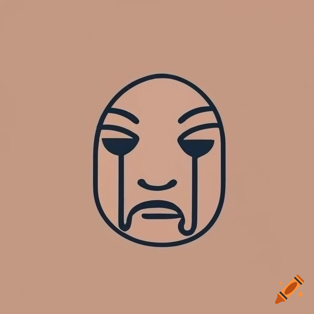 Minimal line drawing of a crying face