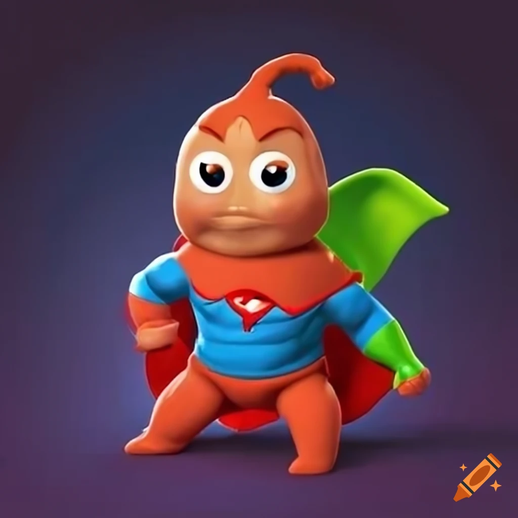 Illustration of a worm superhero on Craiyon