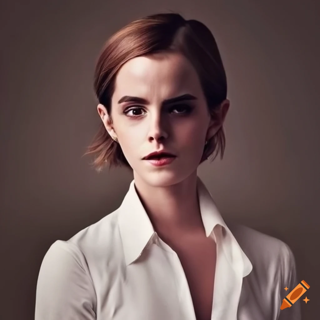 Emma Watson In A Stylish White Uniform Shirt On Craiyon