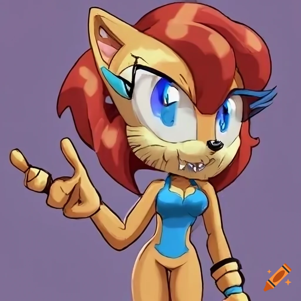Artwork of Sally Acorn and Tails fused together on Craiyon
