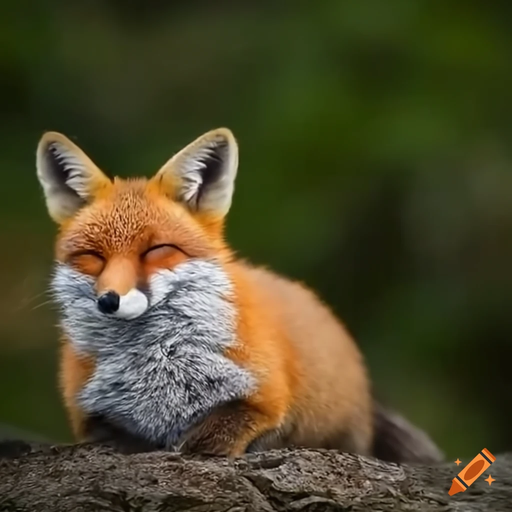 Adorable sleeping fox with a round belly on Craiyon