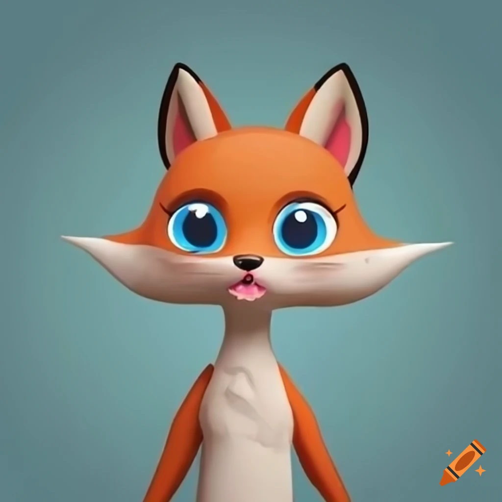 Cute cartoon fox waving on Craiyon