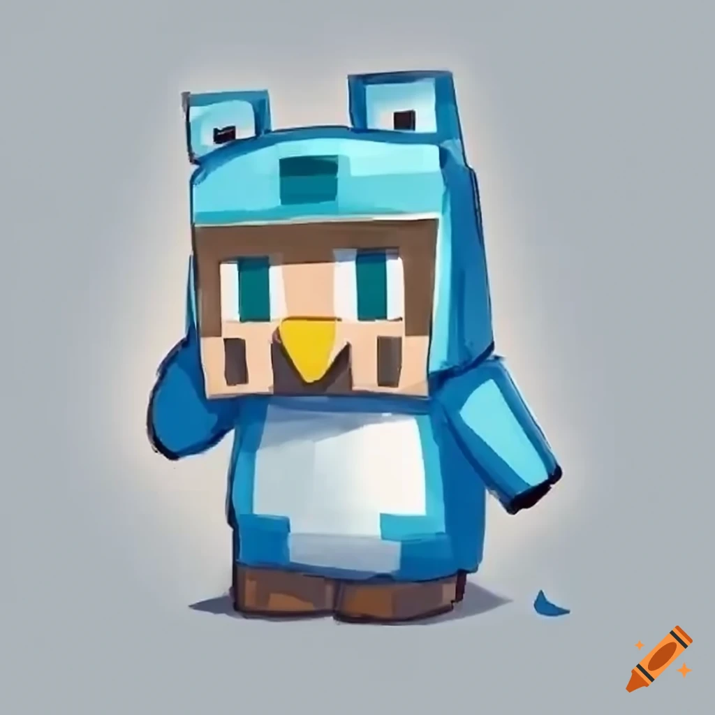 Minecraft alex wearing penguin kigurumi