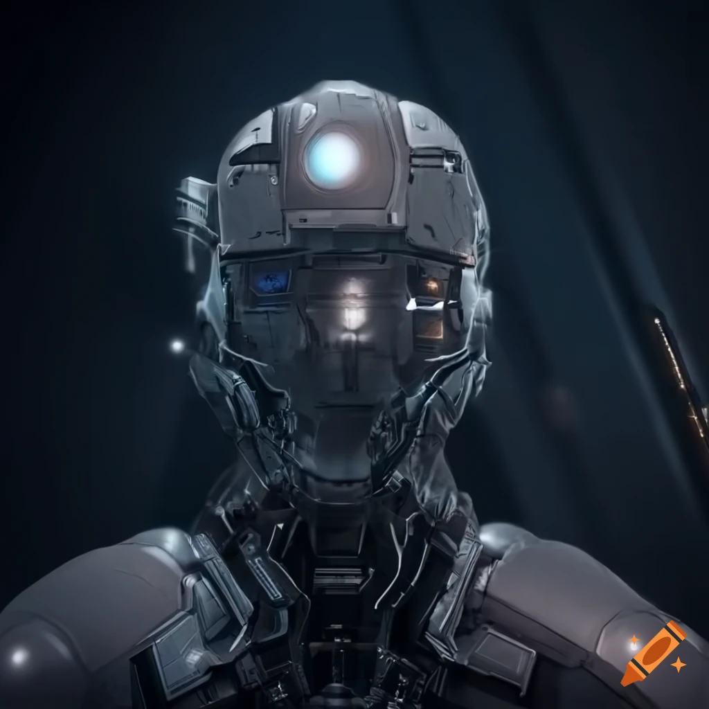 Man in high-tech suit in a sci-fi laboratory on Craiyon