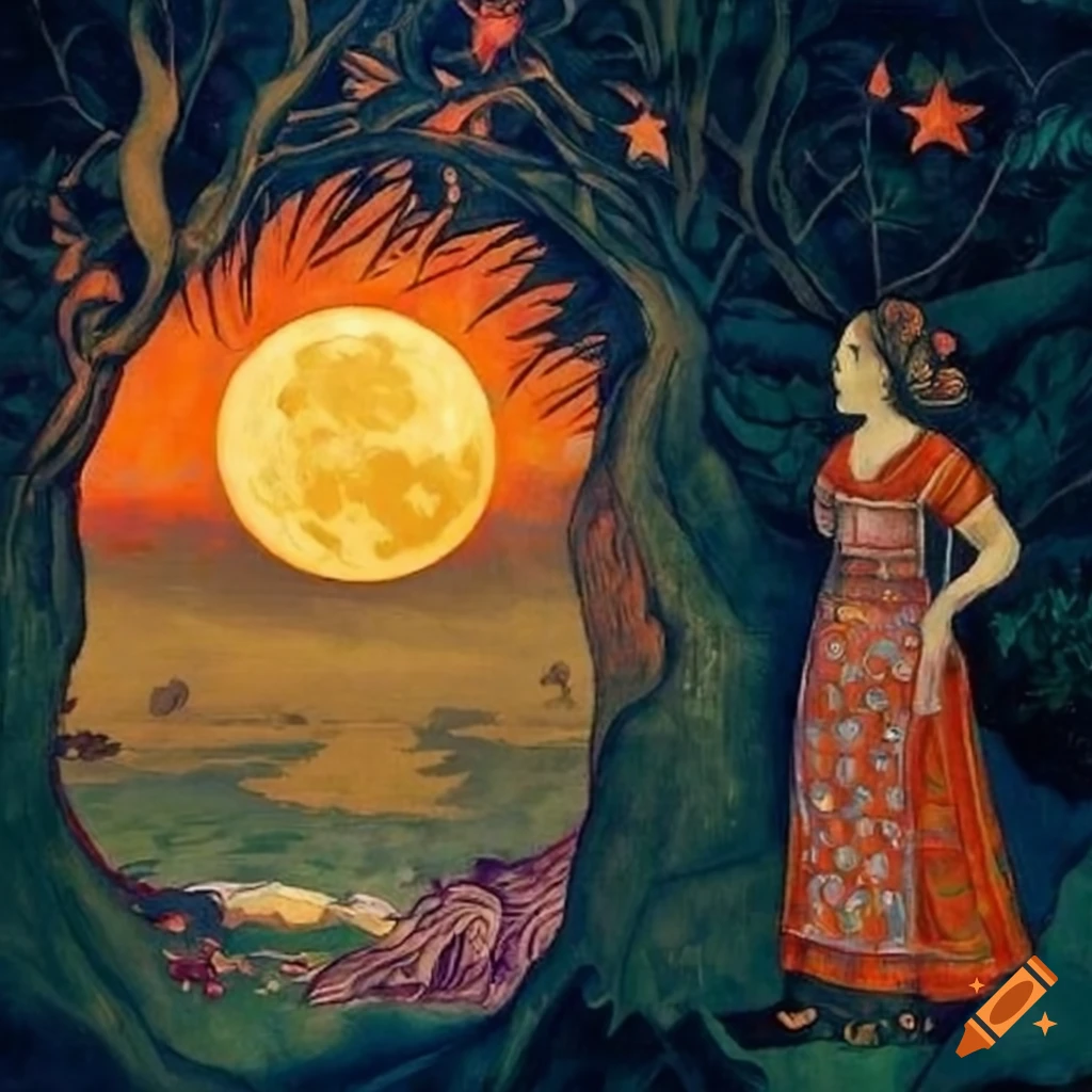Illustration of a beautiful Curandera in mystic dress on Craiyon